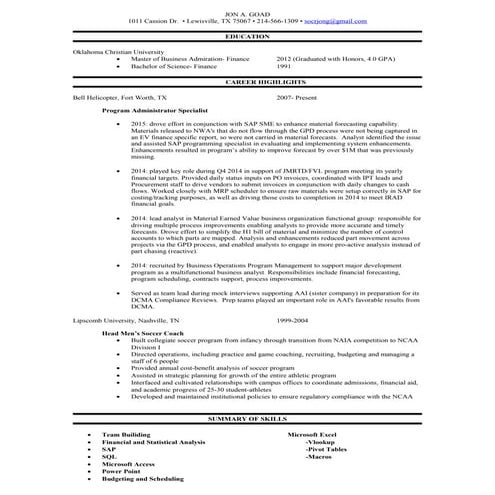 Jon Goad Resume | DOC