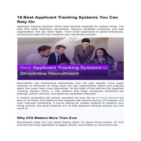 16 Best Applicant Tracking Systems You Can Rely On | PDF