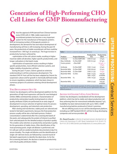 Powerful CHO Cell-Line kit by Celonic | PDF