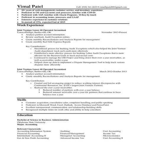 Vimal's Resume (1) | DOCX | Business Accounting & Finance | Business