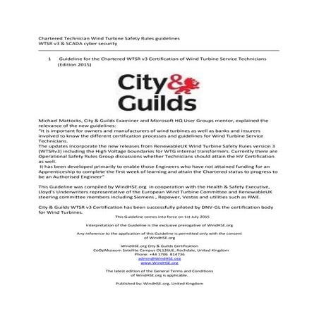 Guideline for the Chartered Certification WTSR of Wind Turbine Service ...