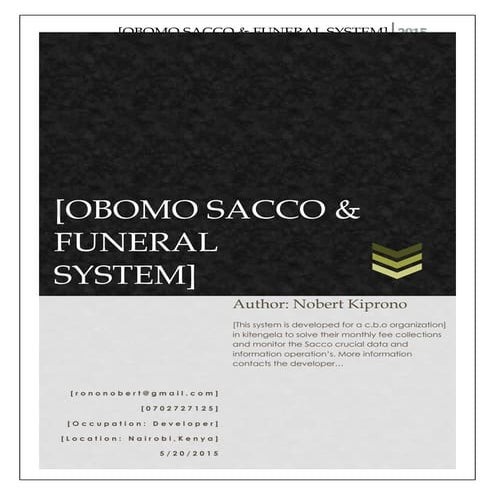 OBOMO SACCO AND FUNERAL SYSTEM REPORT | PDF