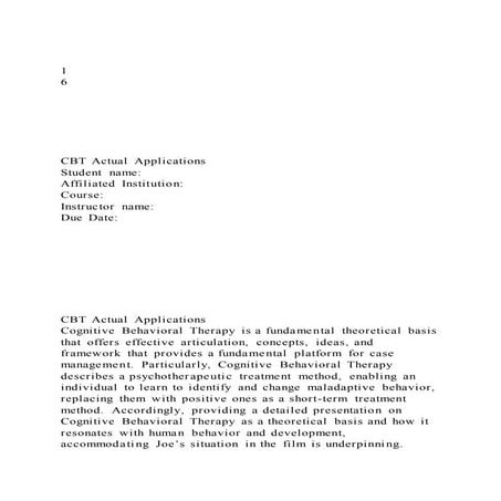 16CBT Actual Applications Student nameAffilia | PDF