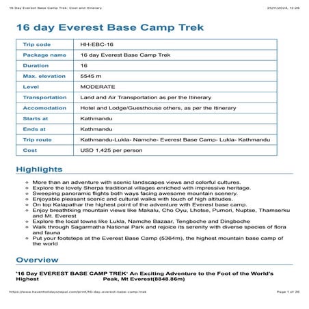 Everest Base Camp Trek | PPTX