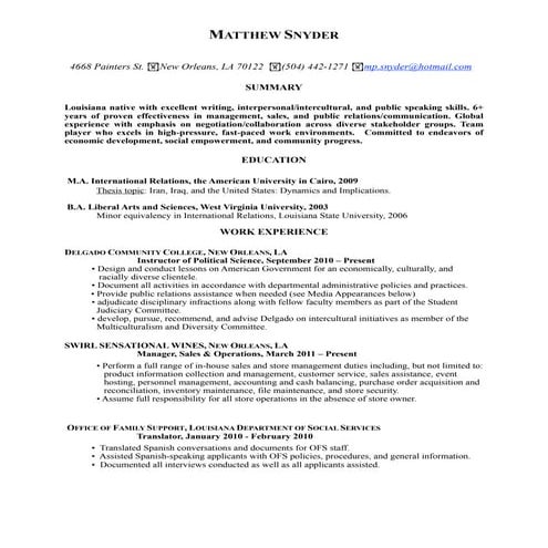 Matthew Snyder Resume | PDF