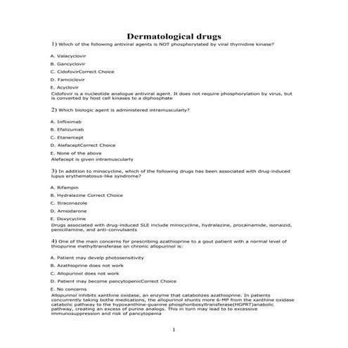 ETAS_MCQ_16 dermatological drugs | DOC