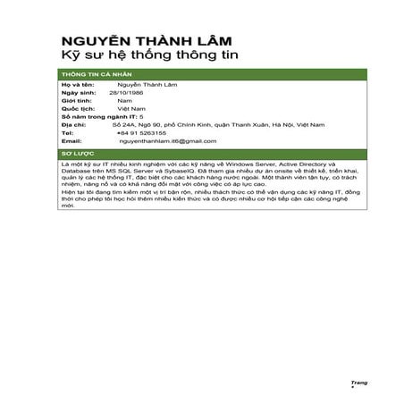 CVNguyenThanhLam-102015-Vi | PDF