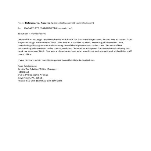 H & R Block letter | DOCX