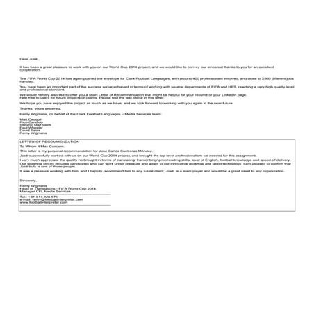 CFL letter of recommendation | PDF | Resume Writing and Advice | Job Search