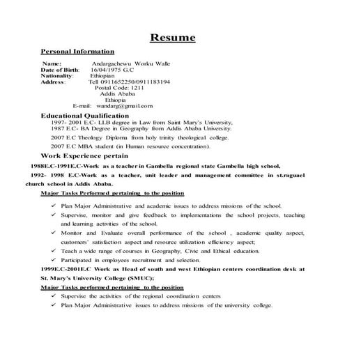 Alelign Aschale's CV | PDF