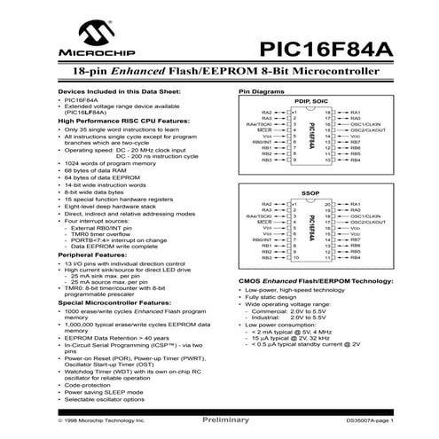 16f84a datasheet | PDF