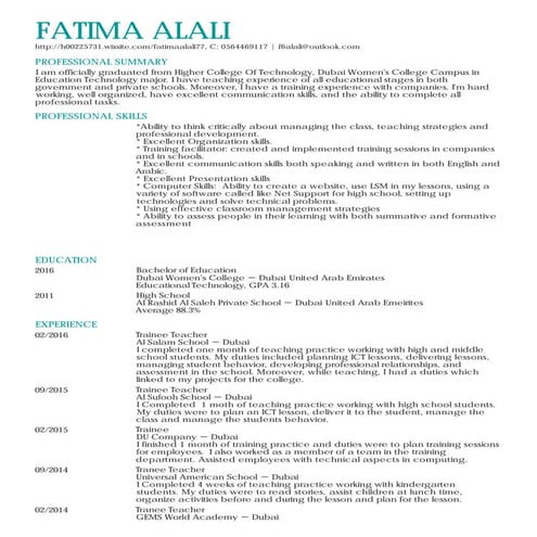 Fatima AlAli Resume 1 | PDF