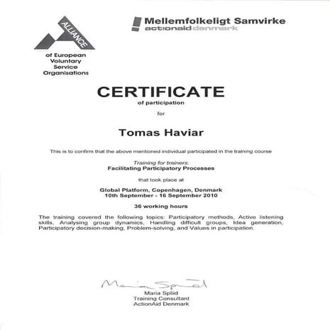 Certificate - Facilitator | PDF