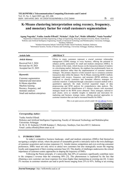 K Means Clustering Interpretation Using Recency Frequency And