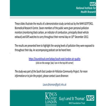 Dr Ben Barratt - South East London Air Quality Community, Personal ...