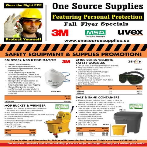 FALL SAFETY FLYER SPECIALS: New 3M Skilled Trades Respirators **EXPIRED ...