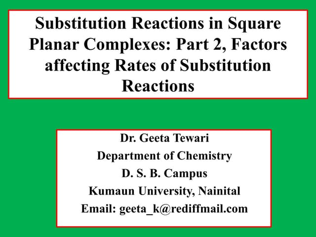 Ligand substitution reactions | PPT