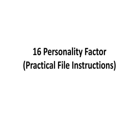 16 Personality Factor Test In Psychology Pptx