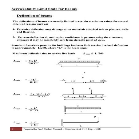 16-Serviceability Limit State for Beams (Steel Structural Design & Prof ...