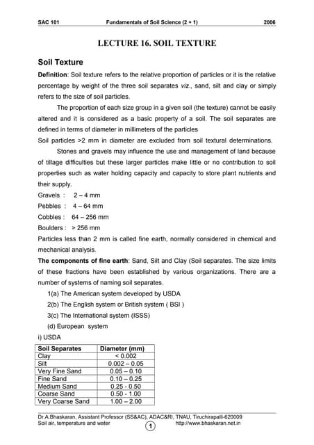 Determination of Soil Texture. | PPTX