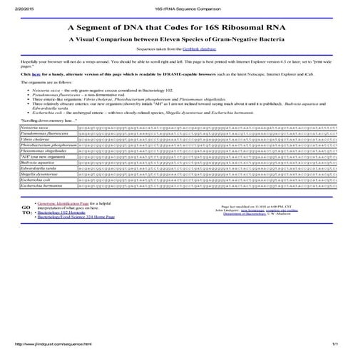 16 s rrna sequence comparison | PDF