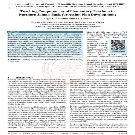 Teaching Competencies of Elementary Teachers in Northern Samar Basis ...