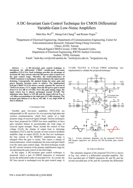A Multiband Lna with Switched Loads and Wideband Input Impedance Matching | PDF