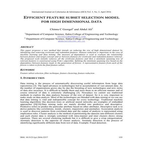 Efficient Feature Subset Selection Model For High Dimensional Data Pdf 3379