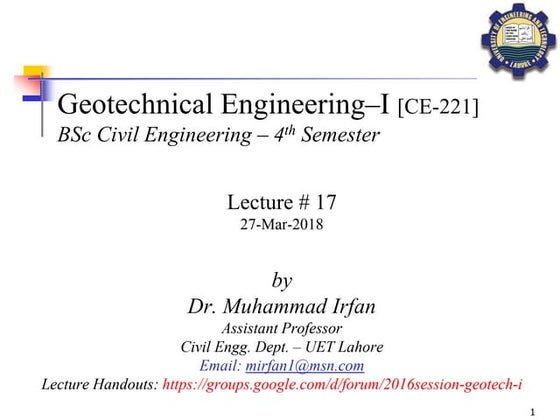Geotechnical Engineering-I [Lec #21: Consolidation Problems] | PPSX