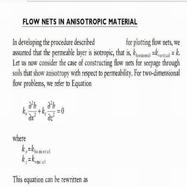 Geotechnical Engineering-I [Lec #27A: Flow Calculation From Flow Nets ...