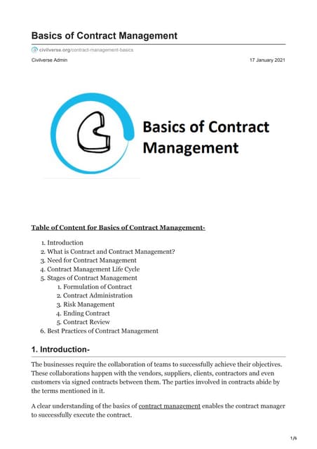 Contract management | PPTX | Business Administration | Business