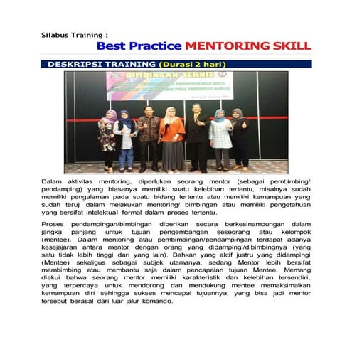 (2022) Silabus Training "Best Practice MENTORING SKILL" | DOCX