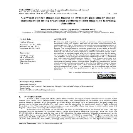 Cervical cancer diagnosis based on cytology pap smear image ...
