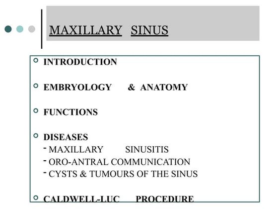 Odontogenic Diseases of the Maxillary Sinus | PPTX | Ear, Nose and ...