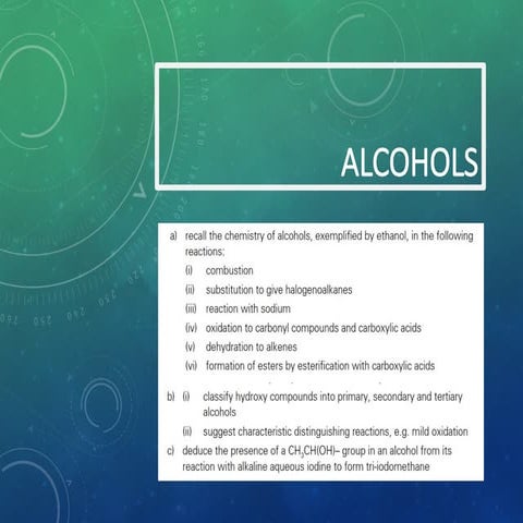 Alchols Organic chemistry powerpoint for A lecels | PPT