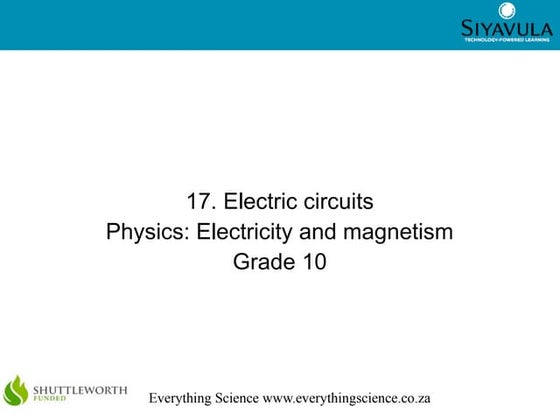 Grade 10 electric circuits | PDF | Physics | Science