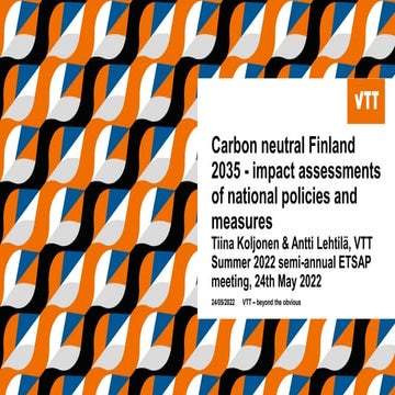 Carbon neutral Finland 2035 - impact assessments of national policies ...