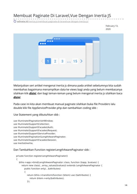 membuat paginate di laravel vue dengan inertia js | PDF membuat paginate di laravel vue dengan inertia js | PDF