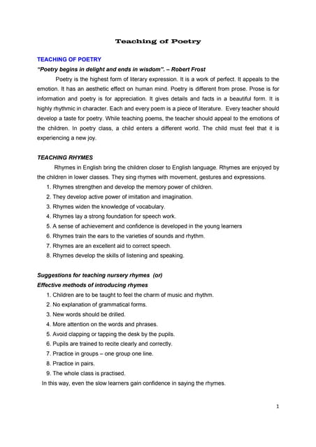 Teaching of Poetry | PPTX