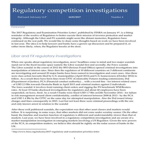 170116 newsletter FinGuard - Regulatory Competition Investigation | PDF