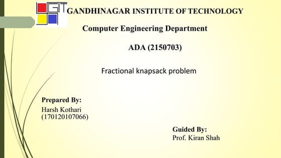 Greedy Algorithm Knapsack Problem Ppt