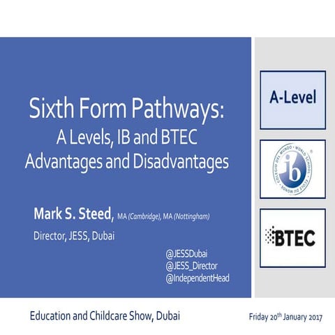 Sixth Form Pathways: A Levels, IB and BTEC - Advantages and Disadvantages | PPTX