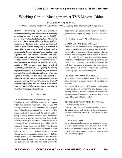 working capital management- Reliance 2020 | PDF