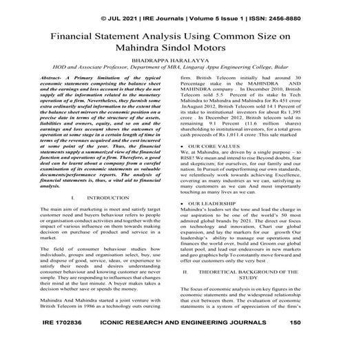 1702836 PAPER Financial Statement Analysis Using Common Size on ...