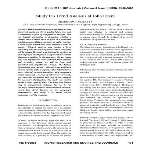 1702838 PAPER Study On Trend Analysis at John Deere.pdf | Stocks and Bonds | Personal Investing