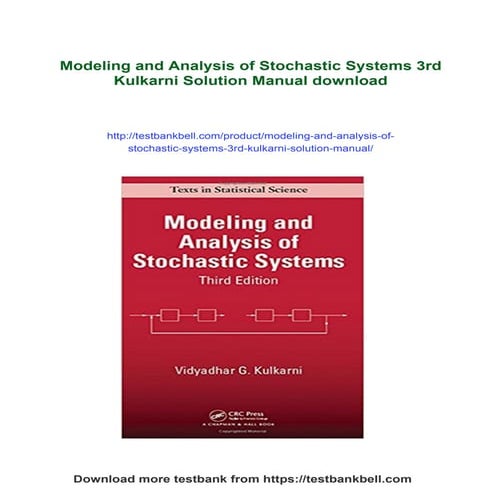Modeling and Analysis of Stochastic Systems 3rd Kulkarni Solution Manual | PDF
