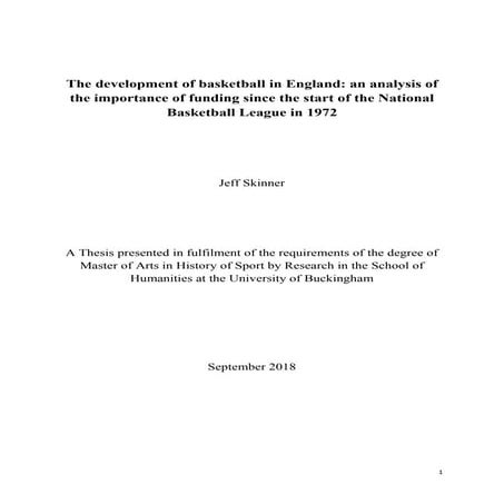 The development of basketball in England: an analysis of the importance ...