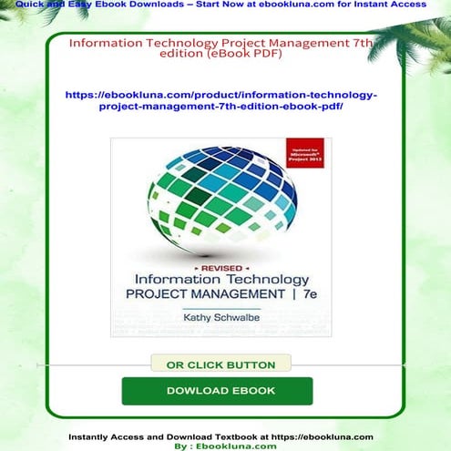 Information Technology Project Management 7th edition (eBook PDF) | PDF