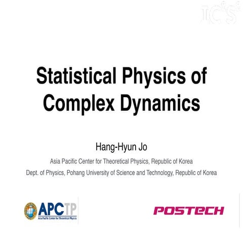 Statistical Physics of Complex Dynamics | PPT