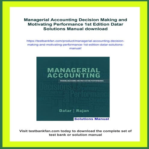 Solutions for Problems in Managerial Accounting, 17th Edition (Garrison ...
